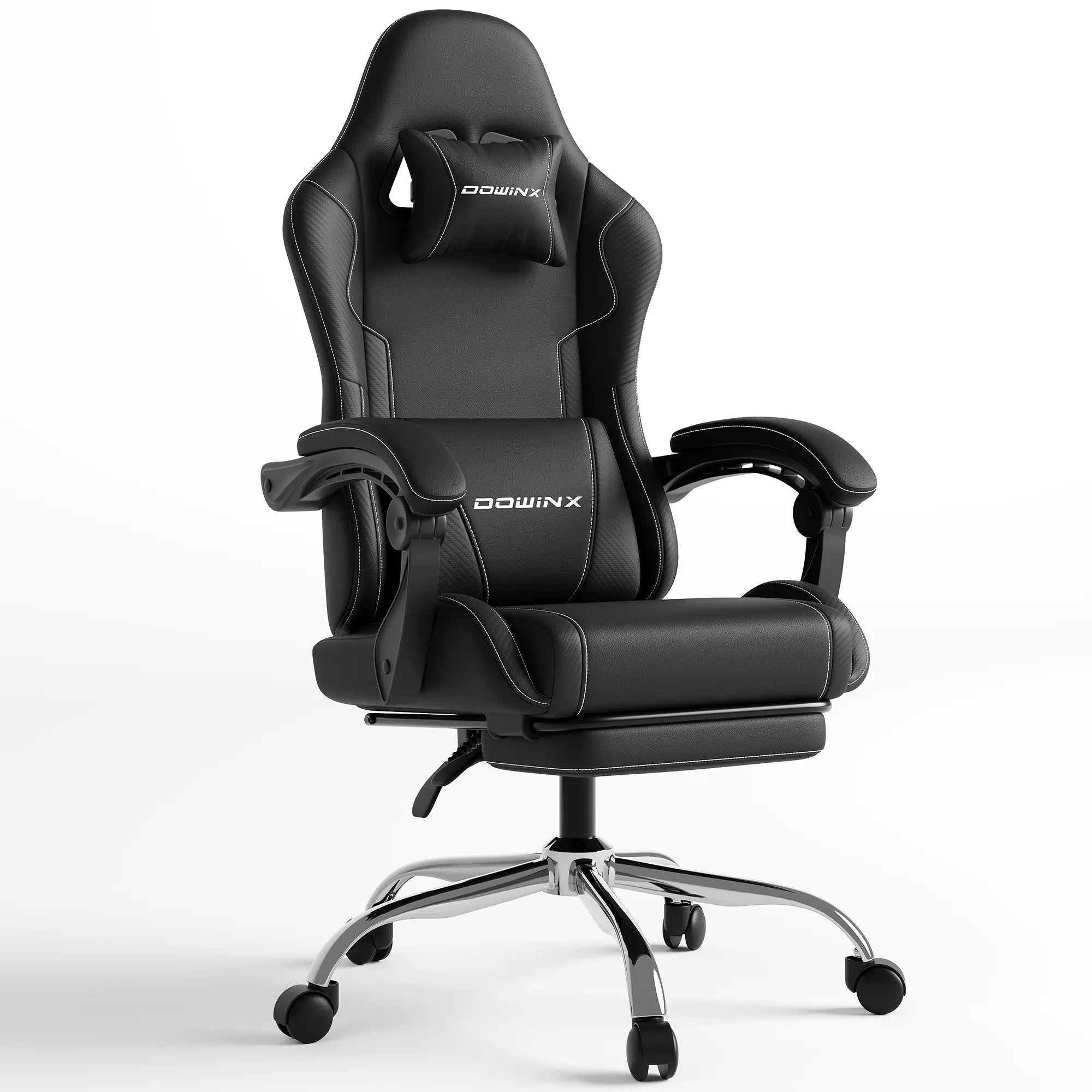 Dowinx PU Leather Gaming Chair with Pocket Spring Cushion, Massage Game ...