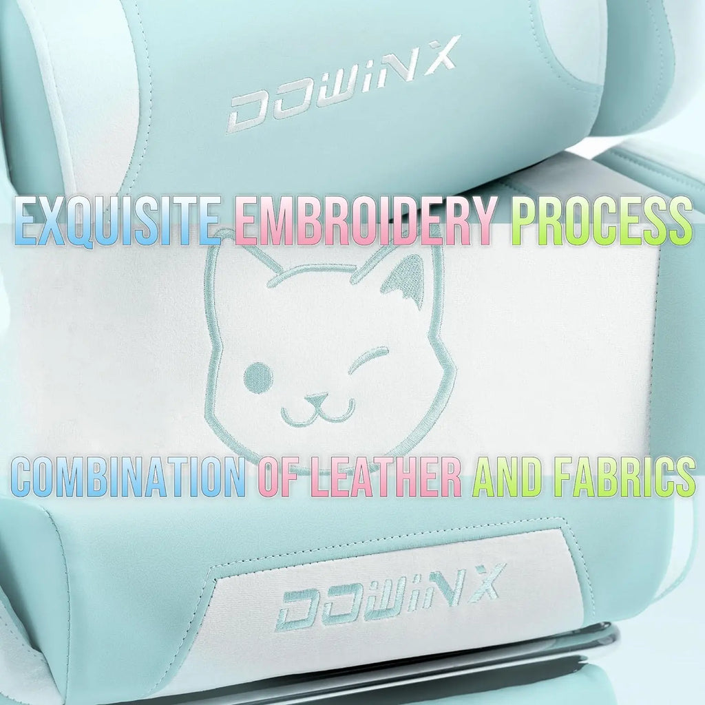 Dowinx Gaming Chair Cute with Cat Ears and Massage Lumbar Support Blue ...