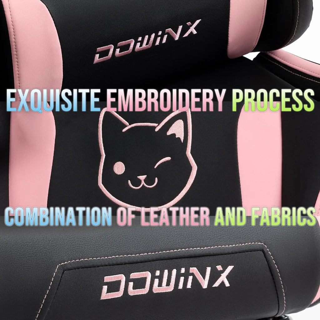Dowinx Gaming Chair Cute with Cat Ears and Massage Lumbar Support Black ...
