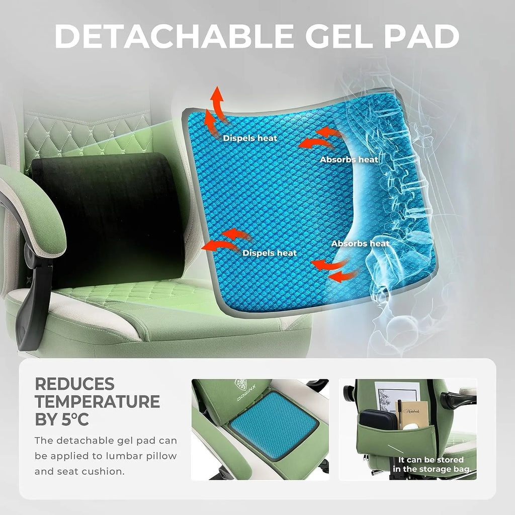Dowinx 6657D Green Gaming Chair Breathable Fabric Massage with Footrest ...