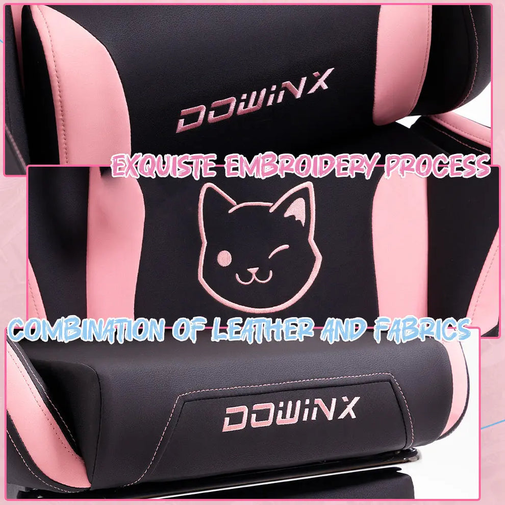 Dowinx Gaming Chair Cute with Cat Ears and Massage Lumbar Support Black ...