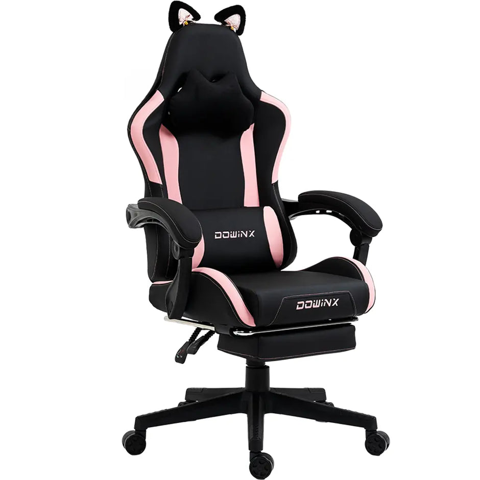 Dowinx Gaming Chair Cute with Cat Ears and Massage Lumbar for Girl ...