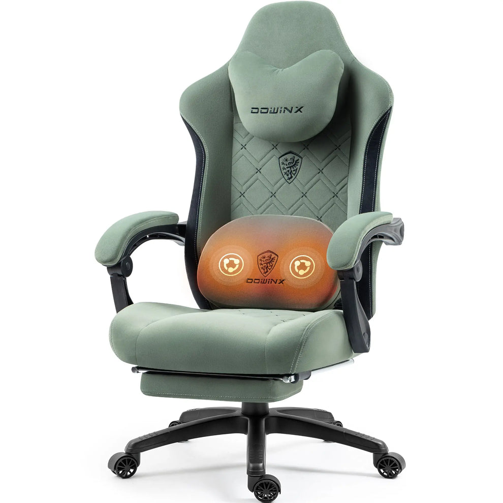 Dowinx GREEN Gaming Chair with Heated Massage,Wide and High Back ...