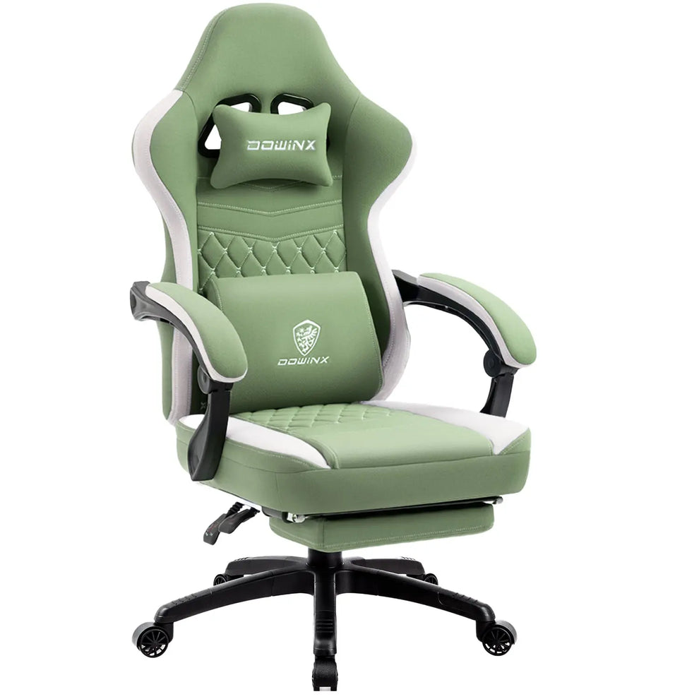 Dowinx 6657D Green Gaming Chair Breathable Fabric Massage with Footrest ...