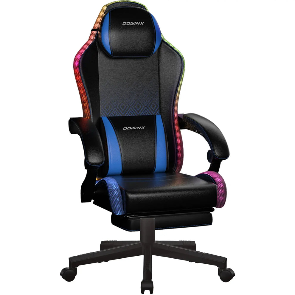 Dowinx LED Gaming Chair with RGB Lights, Footrest & Massage Lumbar ...
