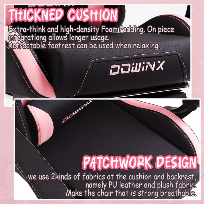 Dowinx Gaming Chair Cute with Cat Ears and Massage Lumbar Support Black ...
