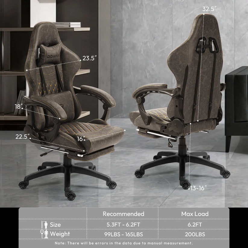 Dowinx 6689 Gaming Chair Office Chair with Massage Lumbar Support-Brown ...