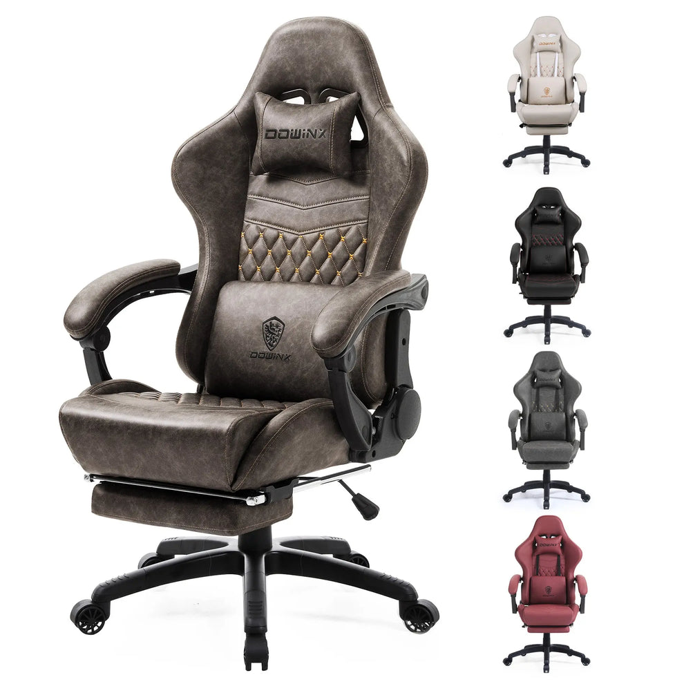 Dowinx 6689 Gaming Chair Office Chair with Massage Lumbar Support-Brown ...