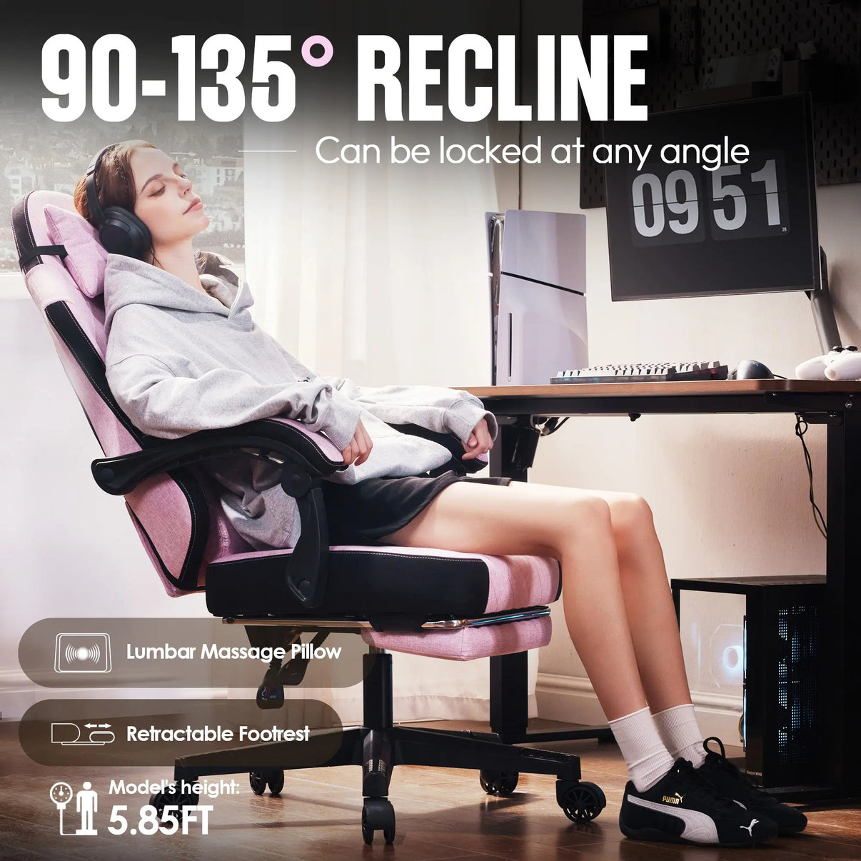 Dowinx Gaming Chair, Ergonomic High Back, Footrest, Massage Support ...