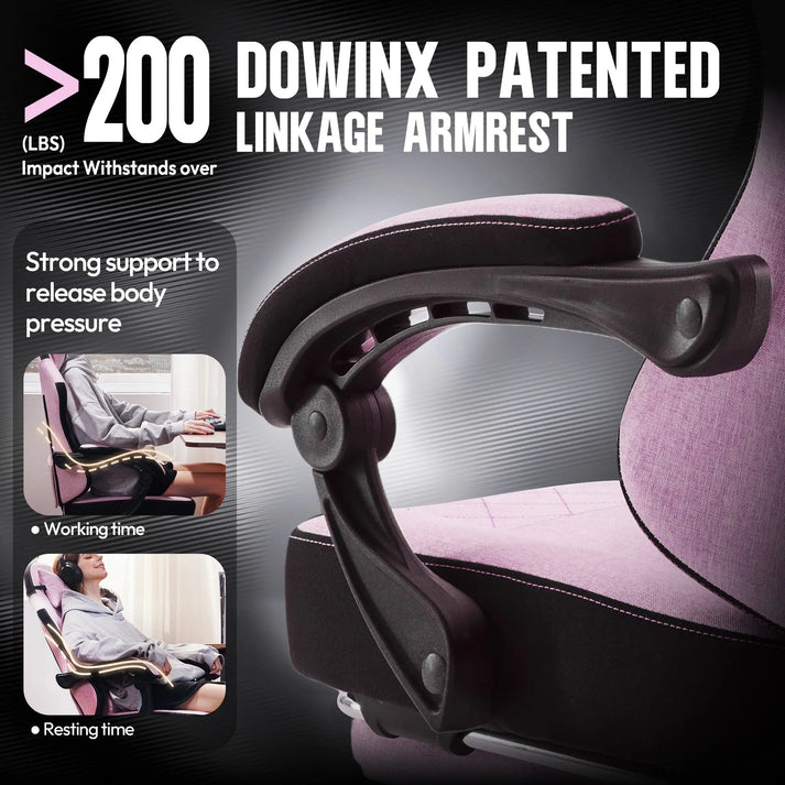 Dowinx Gaming Chair, Ergonomic High Back, Footrest, Massage Support, 300LBS 6650F-Pink – DOWINX ...