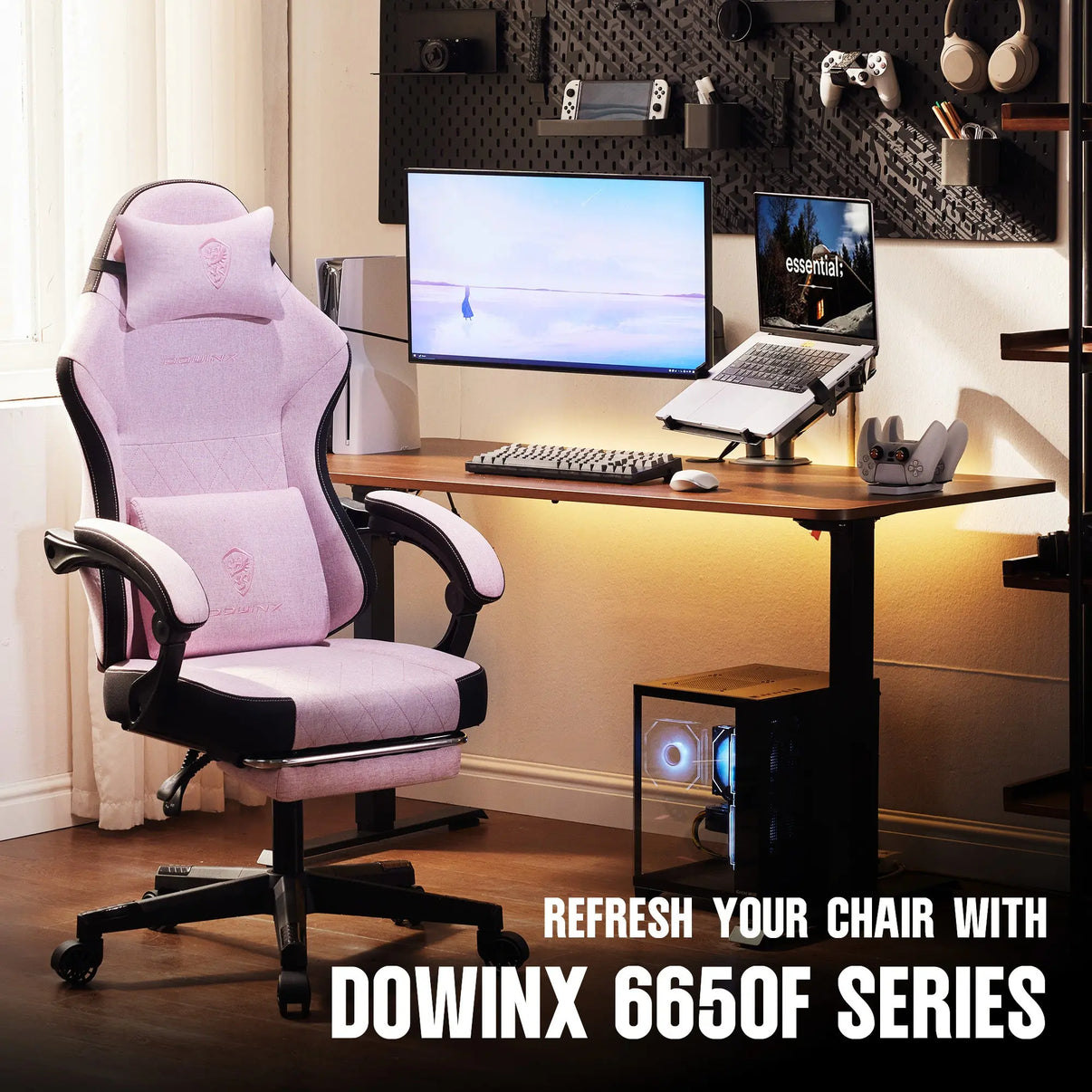 Dowinx Gaming Chair, Ergonomic High Back, Footrest, Massage Support, 300LBS 6650F-Pink – DOWINX ...