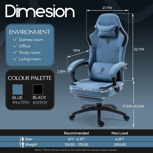 Dowinx Fabric Gaming Chair with Pocket Spring & Massage Support 6657K ...