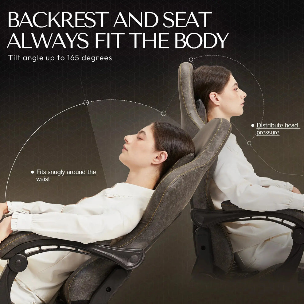 Dowinx 6689 Gaming Chair Office Chair with Massage Lumbar Support-Brown ...