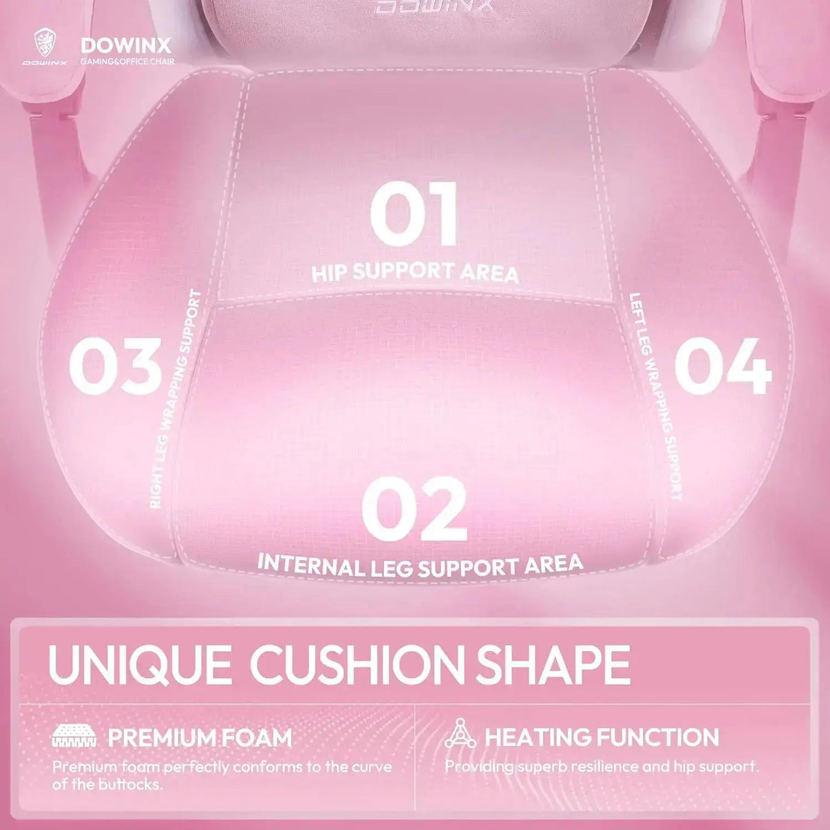 Dowinx PINK Gaming Chair with Heated Massage,Wide and High Back, Pocket ...